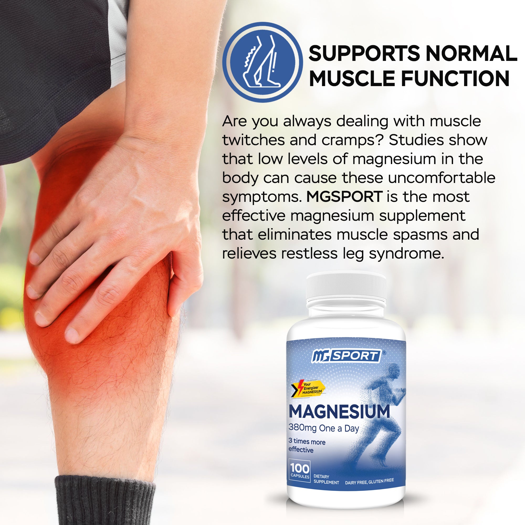 High Absorption Magnesium Supplement (100 Count) and Oil for Leg Cramp ...